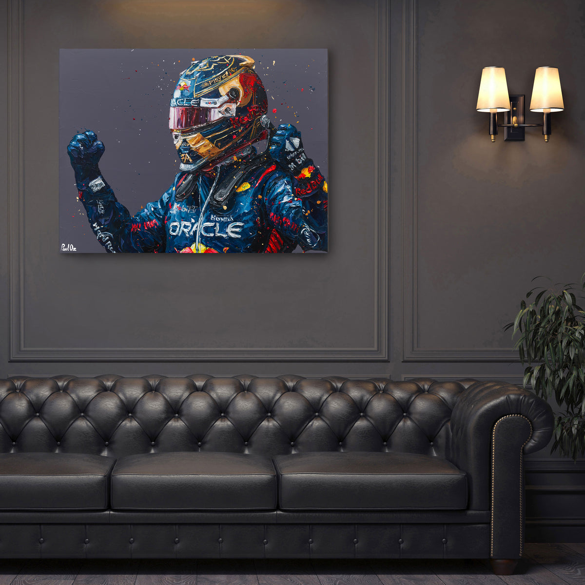 Max Verstappen 2023 ‘World Title’ Hand Embellished Canvas – Paul Oz – F1 Authentics